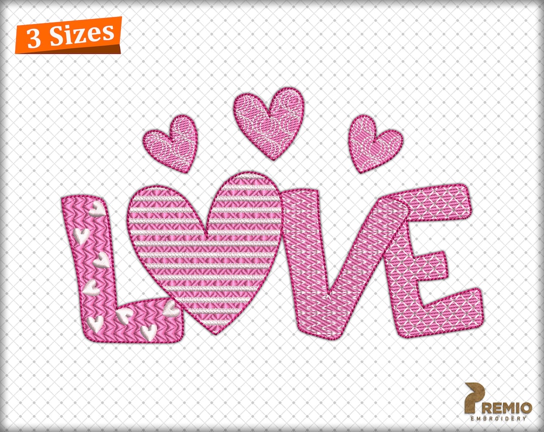 Love Embroidery Design, Valentine's Day Embroidery File, Love Heart ...