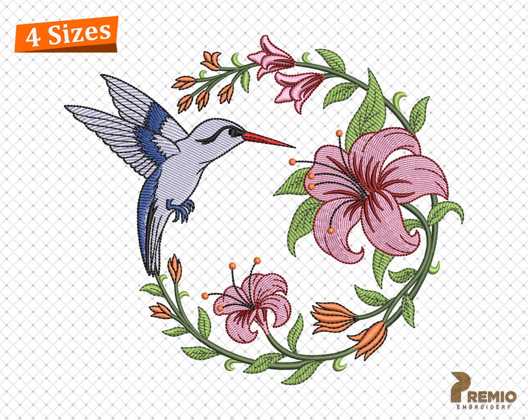 Hummingbird Embroidery Designs, Hummingbird Flowers Embroidery Files ...