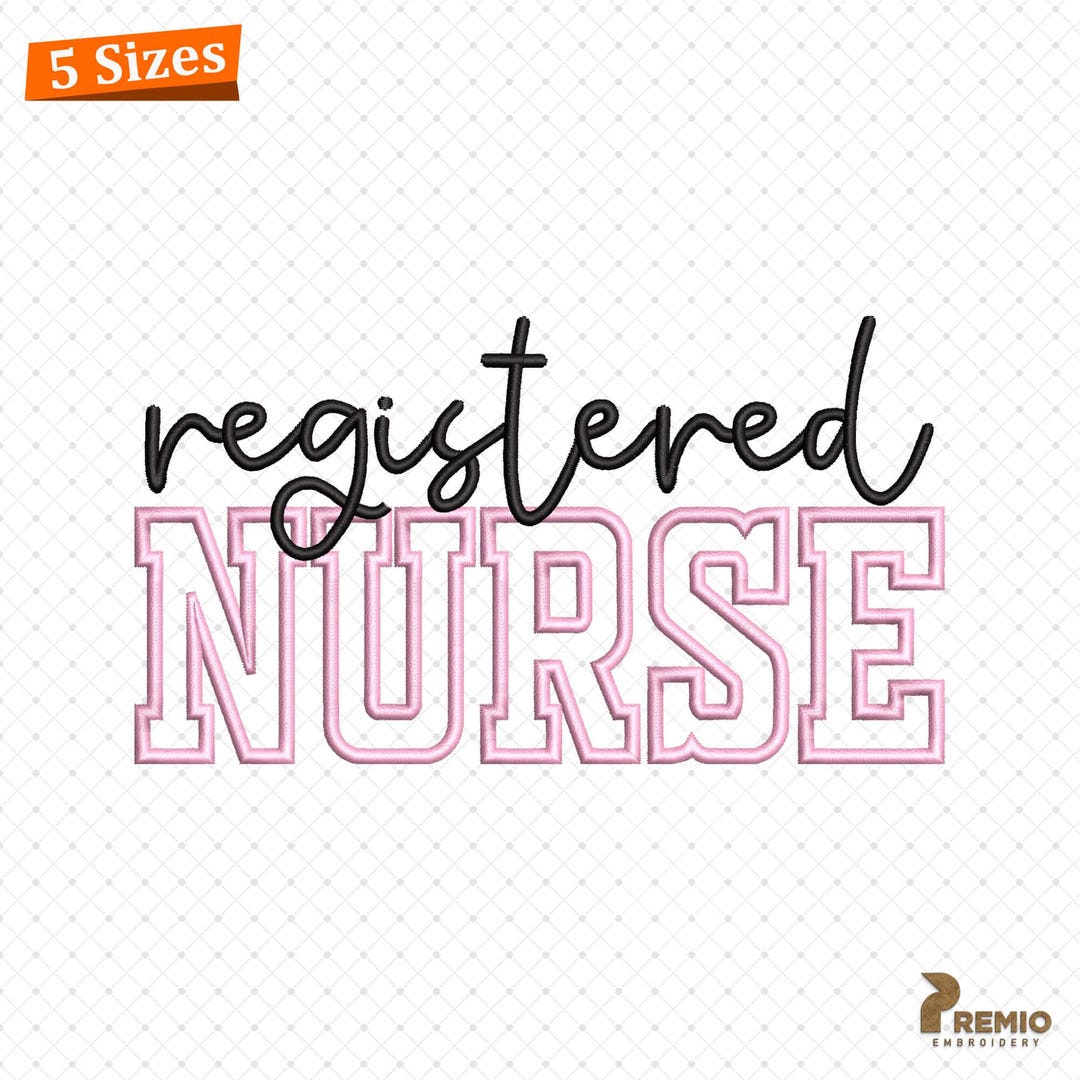 Nurse Applique Embroidery Design, Registered Nurse Embroidery Files ...