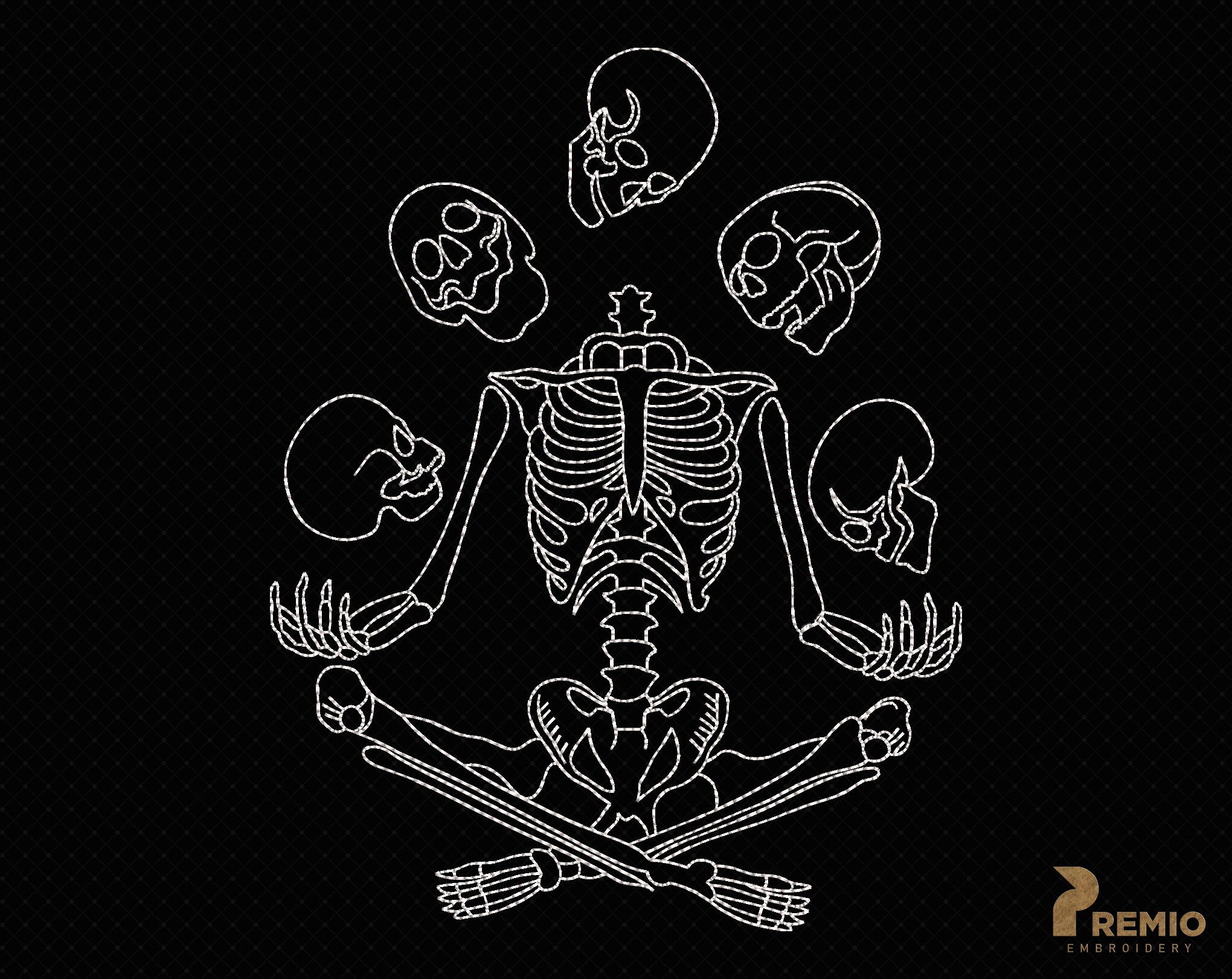 Skeleton Embroidery Design Halloween Skeleton Meditating - Etsy UK