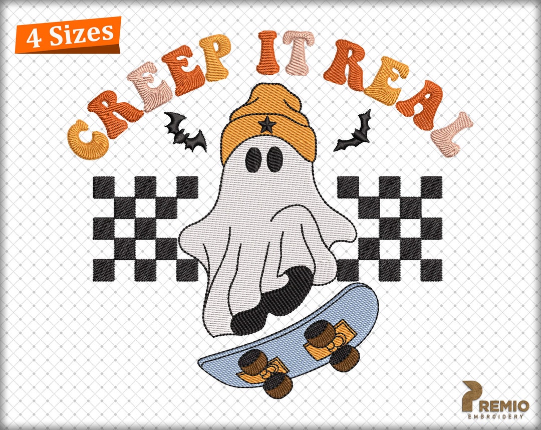 Creep It Real Embroidery Design, Halloween Creep It Real Ghost Machine ...