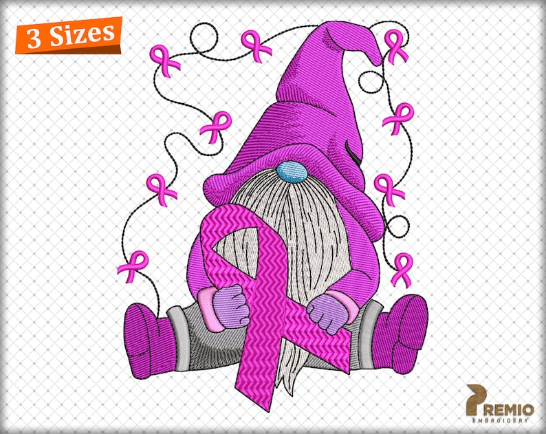 Awareness Gnome Machine Embroidery Design Gnome Cancer - Etsy