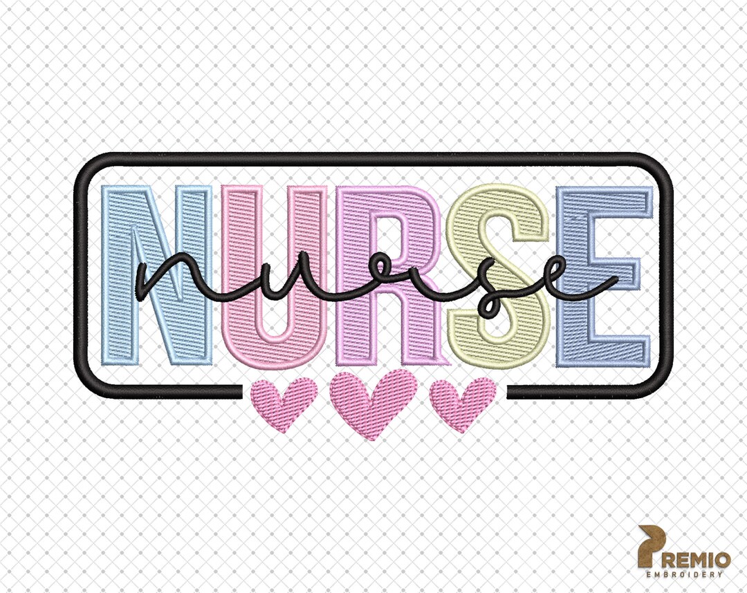 Nurse Arched Embroidery Design, Registered Nurse Embroidery Files ...