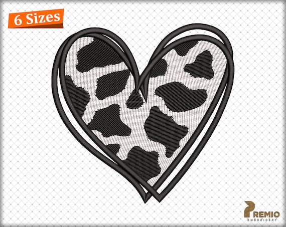 Cow Print Heart Embroidery Design Animal Print Heart Machine - Etsy