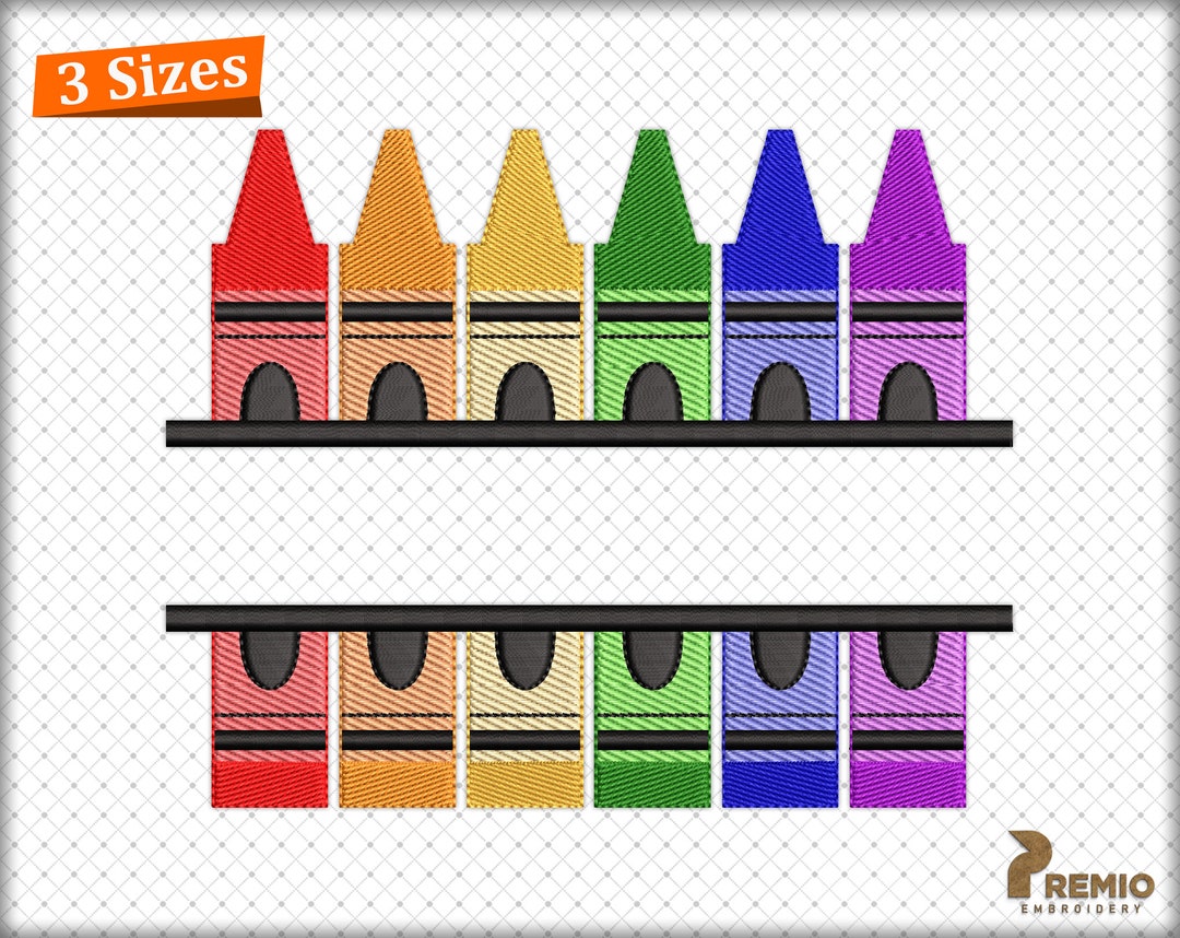 Crayons Embroidery Design, Back to School Embroidery Design, Split ...