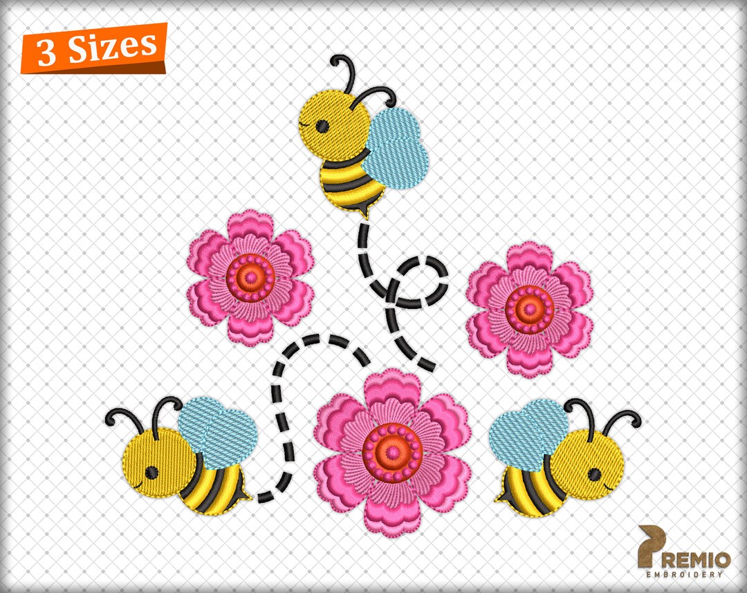 Daisies Bumble Bee Embroidery Design, Spring Daisy Embroidery Pattern ...