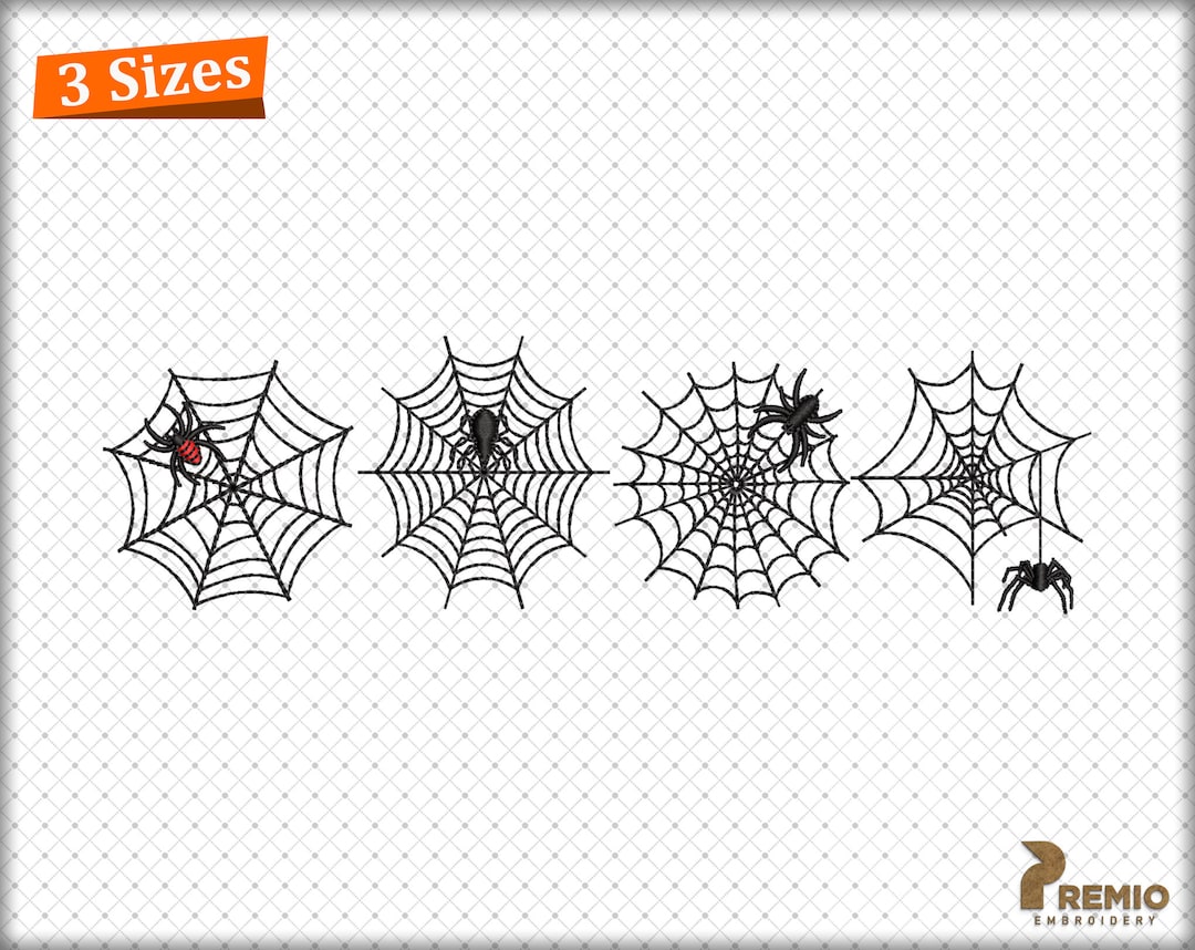 Spider Web Embroidery Design, Four Halloween Spider Machine Embroidery ...