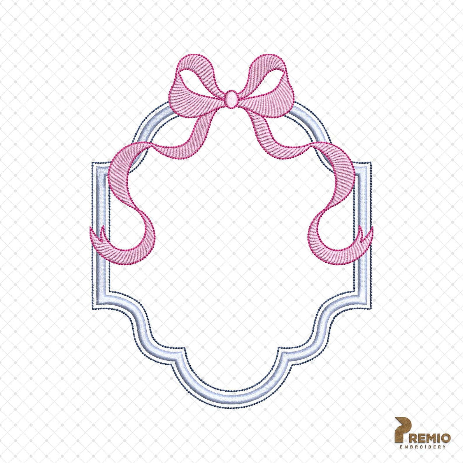 Bow Monogram Frame Embroidery Design, Monogram Bow Machine Embroidery ...
