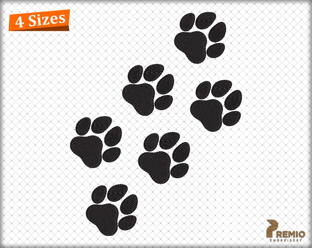Paw Embroidery Designs, Animal Paw Embroidery Machine Files, Continuous ...