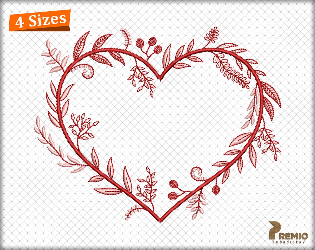 Heart Machine Embroidery Design File, Embroidery Designs Heart, Heart ...