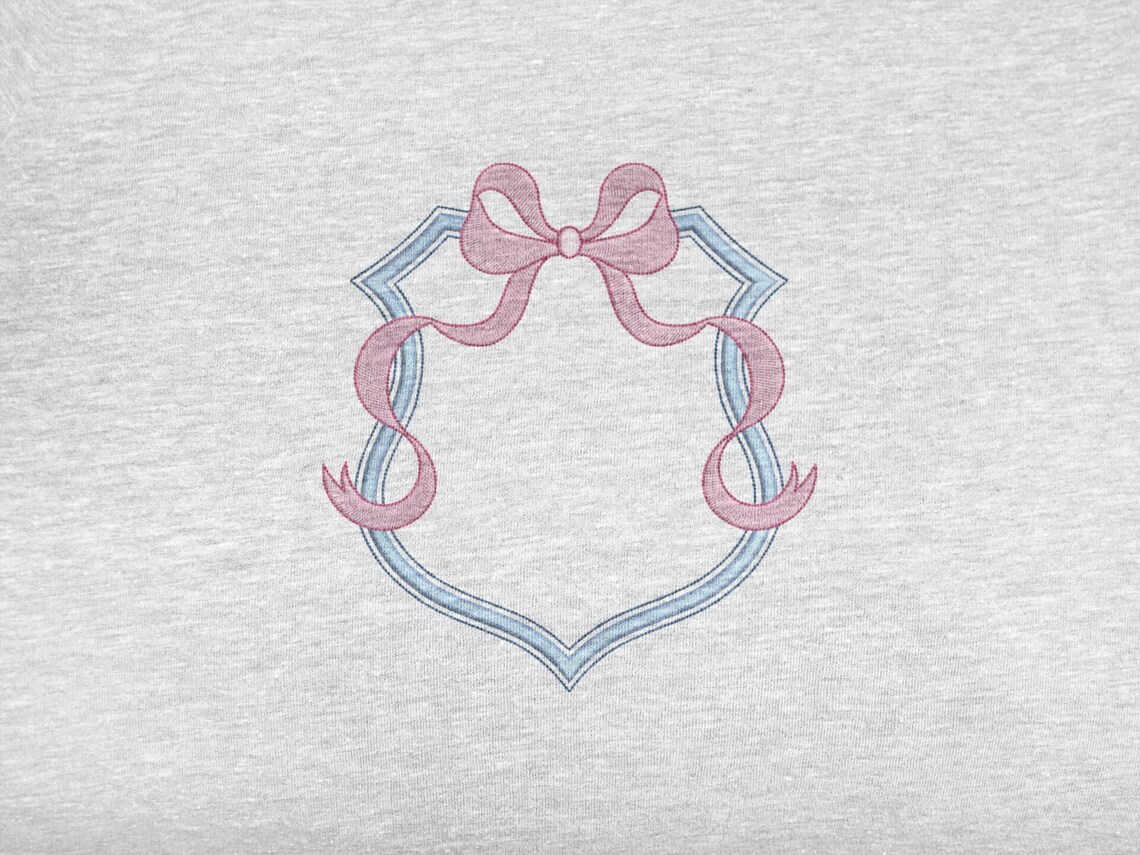 Bow Monogram Frame Embroidery Design, Monogram Bow Machine Embroidery ...