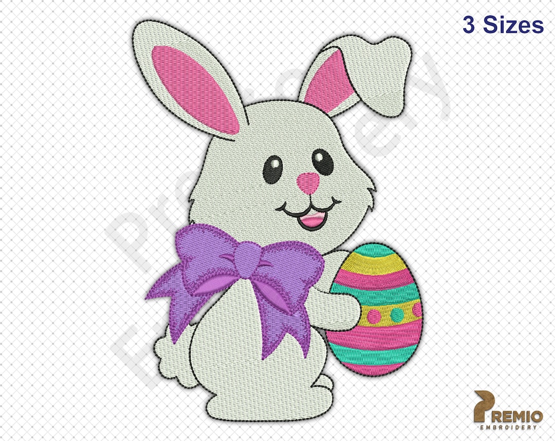 Easter Bunny Embroidery Design, Bunny Machine Embroidery Designs, Happy ...