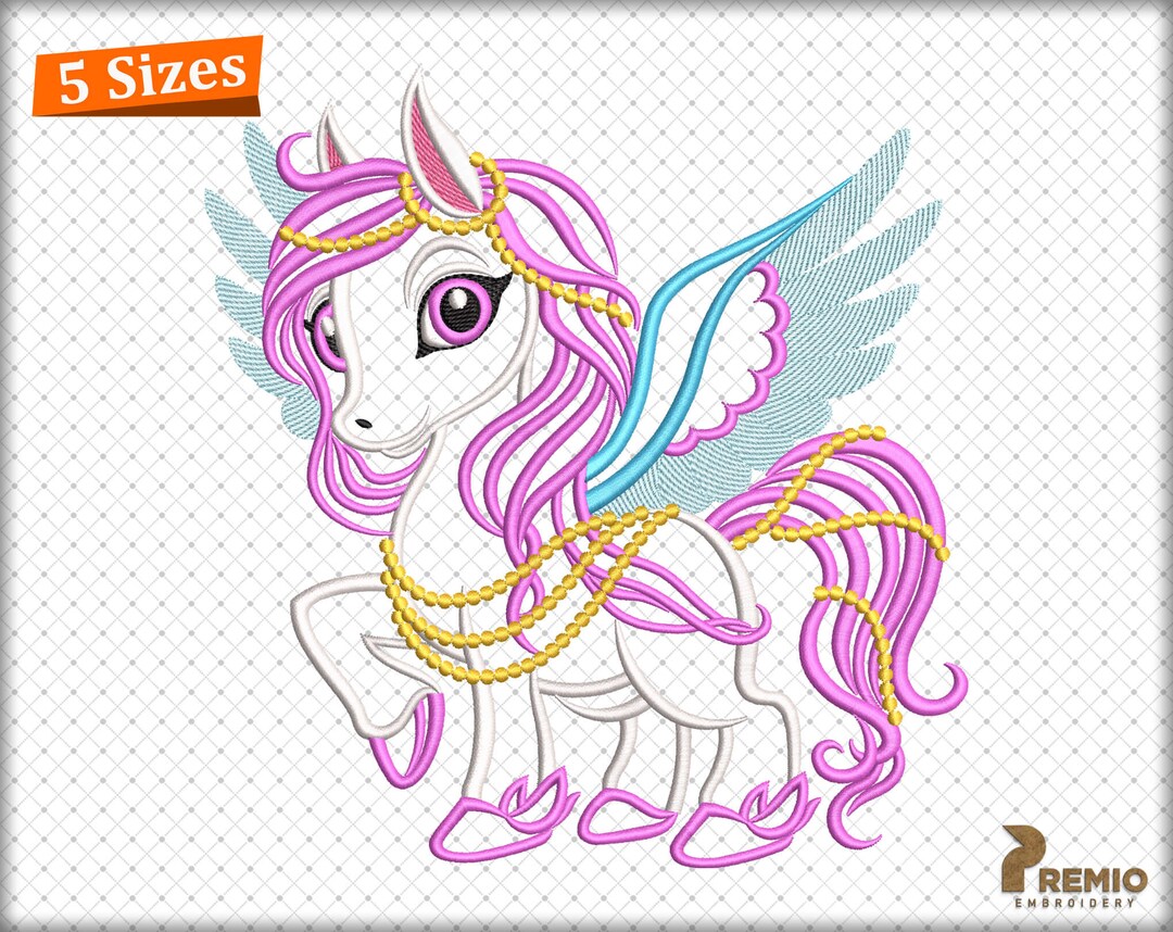 Flying Unicorn Embroidery Design: Rainbow Machine Embroidery (instant ...