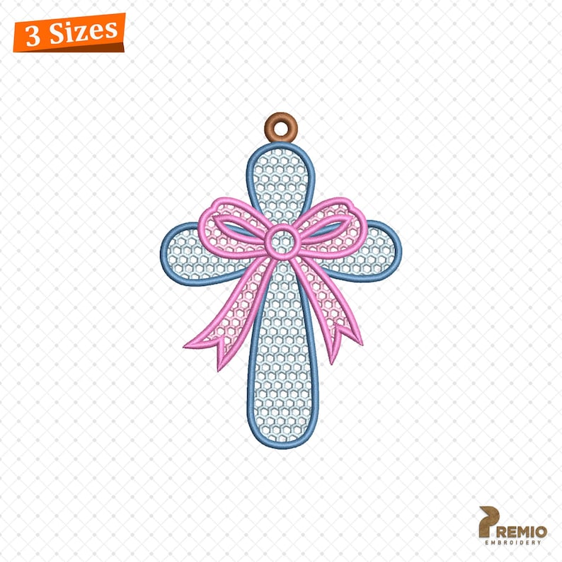 FSL Christian Cross Embroidery Design, Religious Baptism Cross Ornament ...