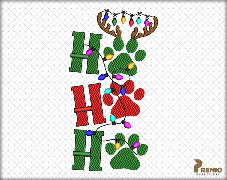 Christmas Paw Print Embroidery Design HOHOHO Christmas - Etsy