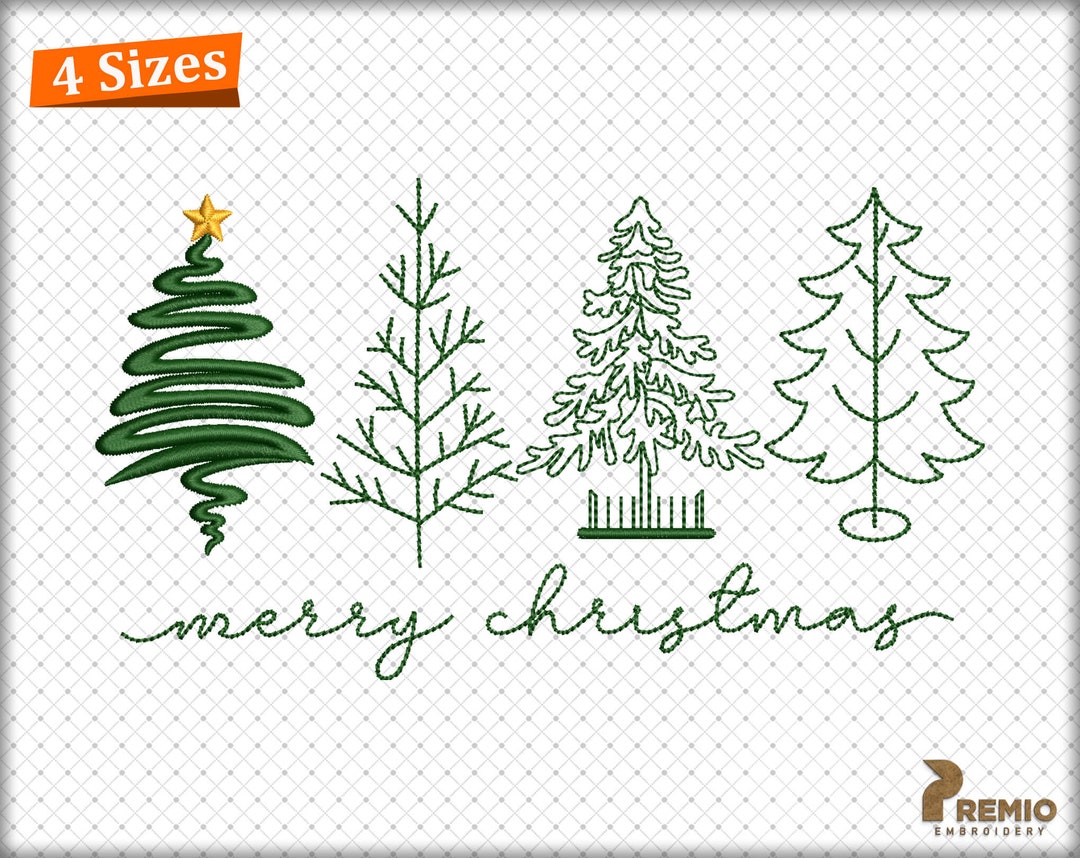 Christmas Trees Embroidery Designs: Trendy Xmas Tree Files (instant ...