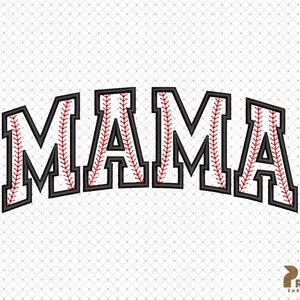Baseball Mom Applique Embroidery Design, Baseball Arched Mama ...