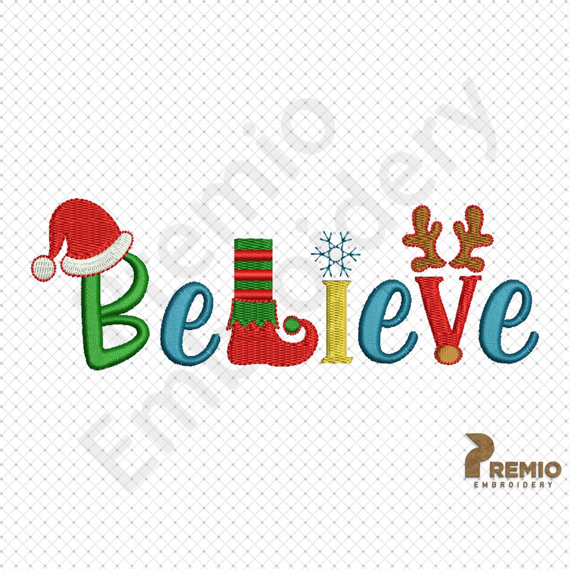 Christmas Embroidery Designs, Believe Embroidery Design, Believe ...