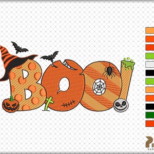 Halloween Embroidery Design, Spider, Bat, BOO, Witch Hat, Pumpkin ...