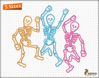 Dancing Skeletons Embroidery Design, Halloween Pumpkin Face Skeleton ...