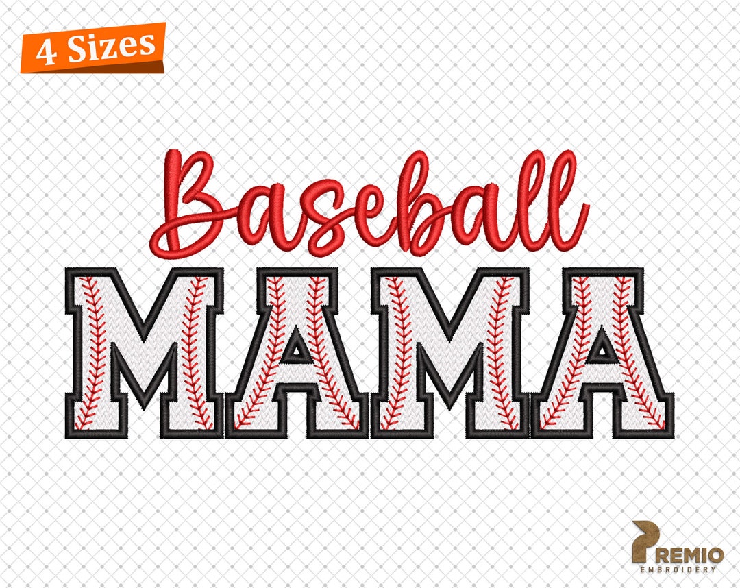 Baseball Mama Applique Embroidery Design, Mom Baseball Embroidery ...