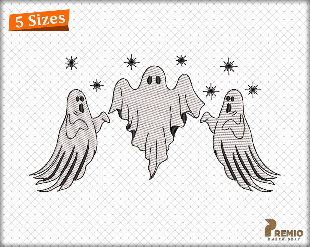 Cute Ghost Halloween Embroidery Designs, Spooky Flying Ghost Embroidery ...
