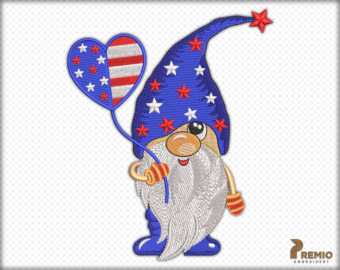 4th of July Independence Day Embroidery Design 4th July Gnome - Etsy
