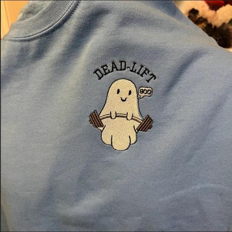 Dead Lift Embroidery Design, Gym Ghost Halloween Embroidery Design ...