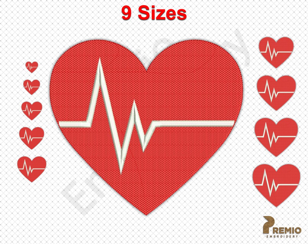 Heart Embroidery Designs, Heartbeat Embroidery Design, Heartbeat ...