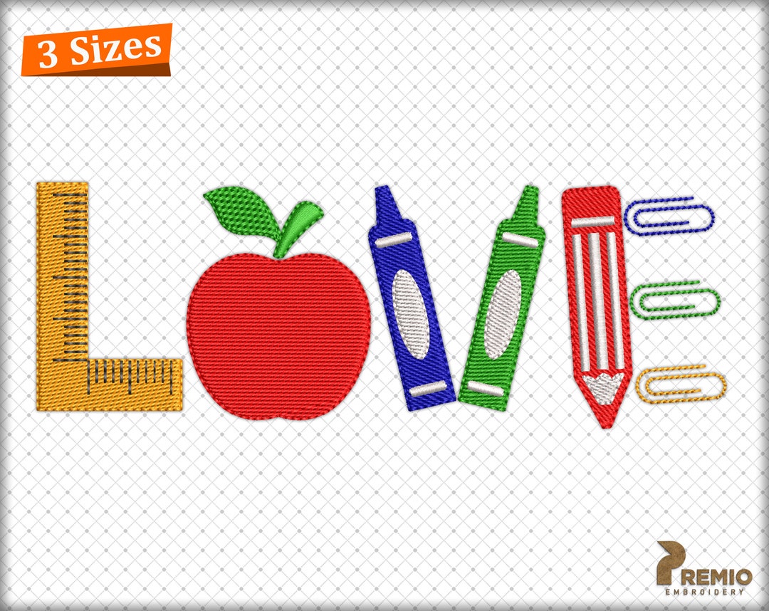 Love Back to School Embroidery Design, Teacher Embroidery Design, First ...
