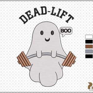 Dead Lift Embroidery Design, Gym Ghost Halloween Embroidery Design ...