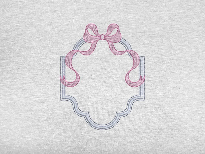 Bow Monogram Frame Embroidery Design, Monogram Bow Machine Embroidery ...