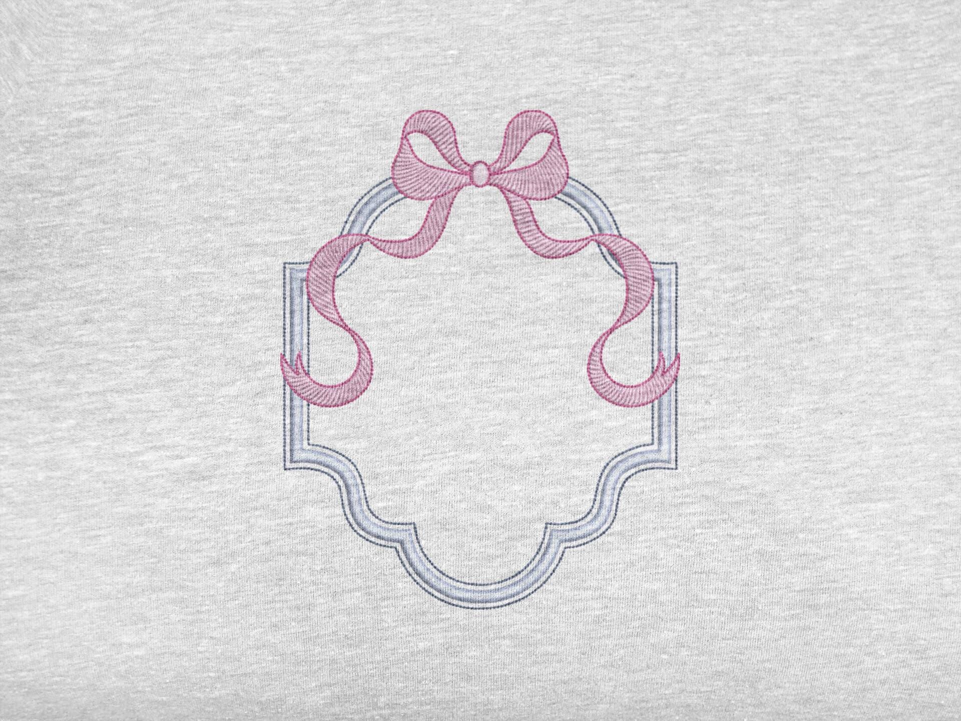 Bow Monogram Frame Embroidery Design, Monogram Bow Machine Embroidery ...