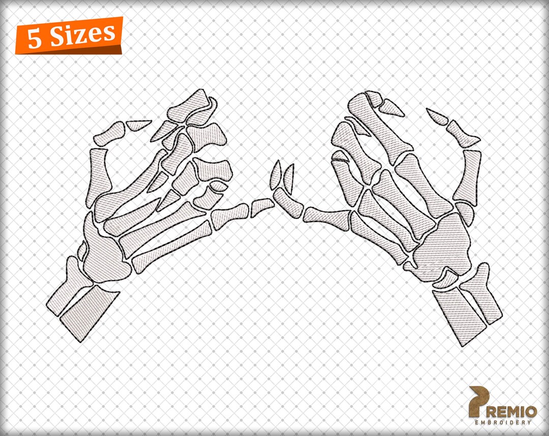 Skeleton Hands Embroidery Design, Skull Skeleton Hand Embroidery Design ...