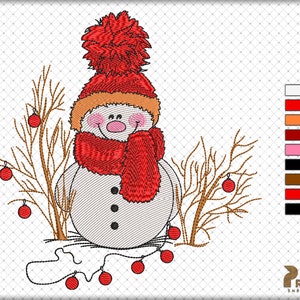 Snowman Embroidery Design, Snowman Christmas Tree Light Machine ...