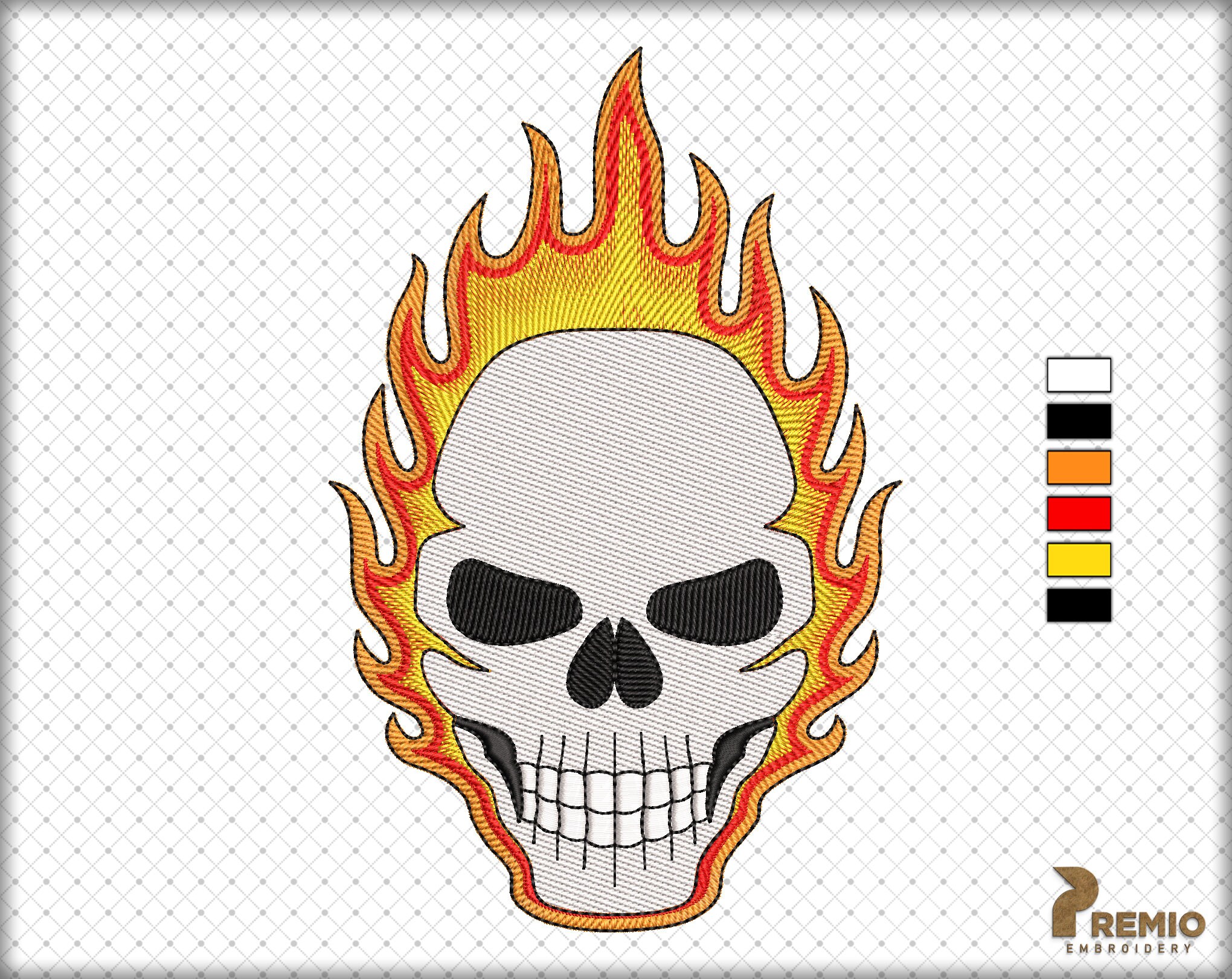 Flame Skeleton Embroidery Design Halloween Skull Face - Etsy