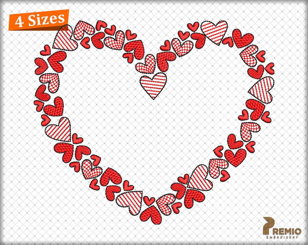 Heart Embroidery Design, Valentine's Day Embroidery Design, Heart ...