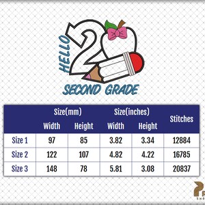 2nd Grade Embroidery Design, Hello Second Grade Applique Embroidery ...