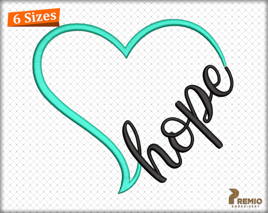 Hope Heart Embroidery Design, Hope Embroidery Design, Hope Embroidery ...