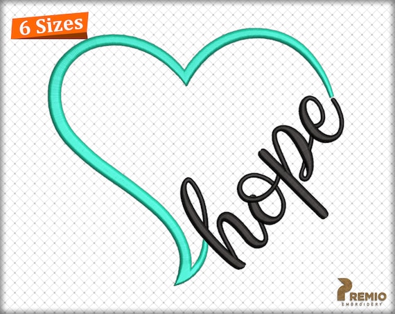 Hope Heart Embroidery Design Hope Embroidery Design Hope | Etsy