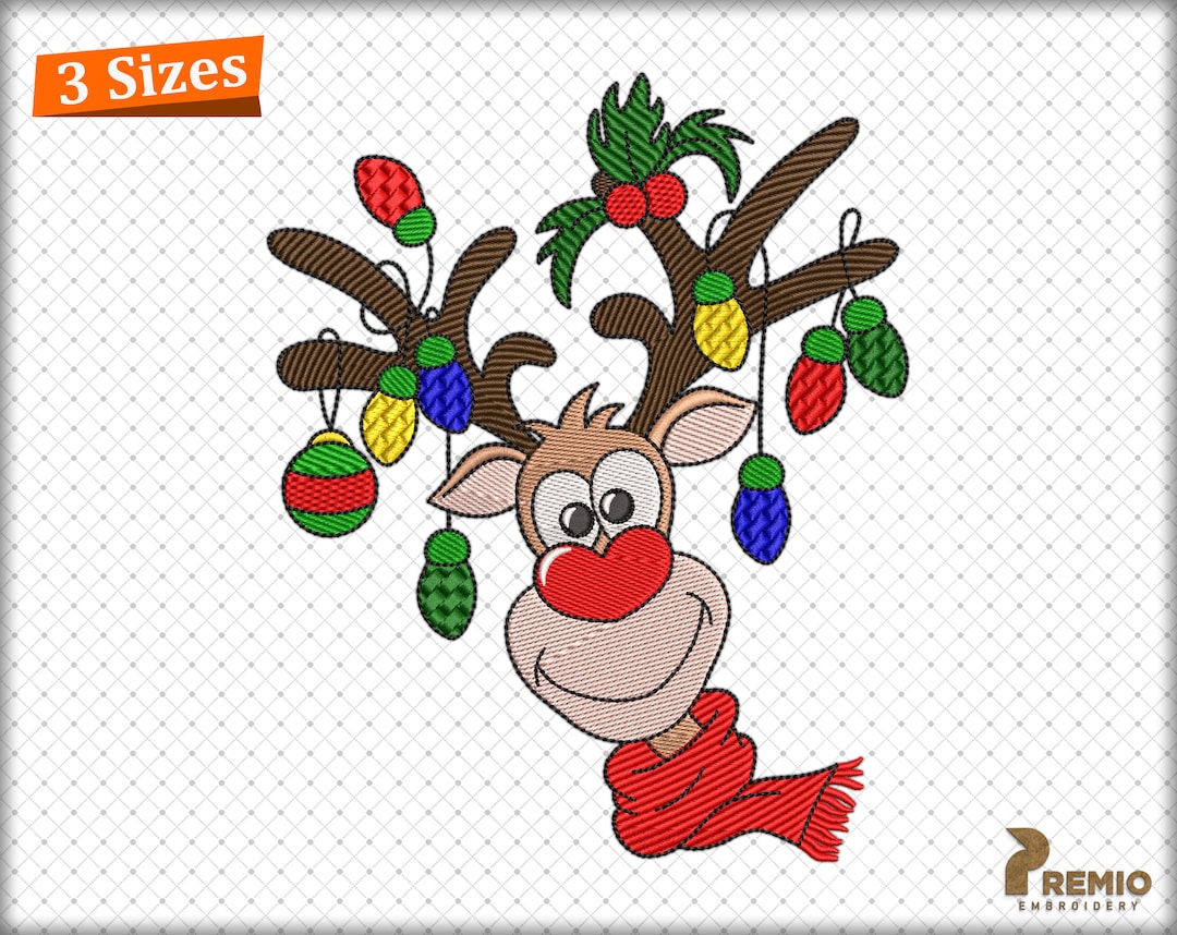 Christmas Reindeer Embroidery Design, Rudolph Reindeer Machine ...