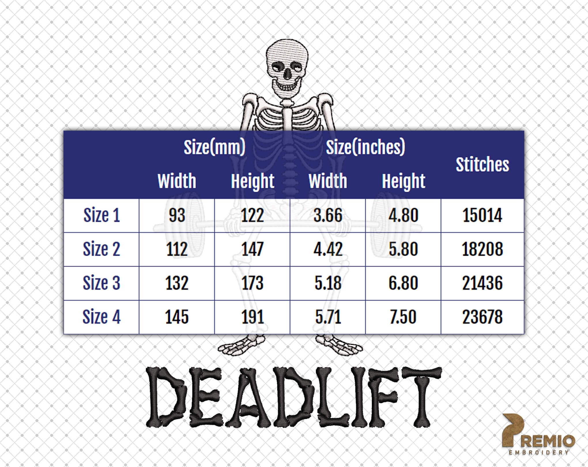 Dead Lift Skeleton Embroidery Design, Gym Lover Skeleton Embroidery ...