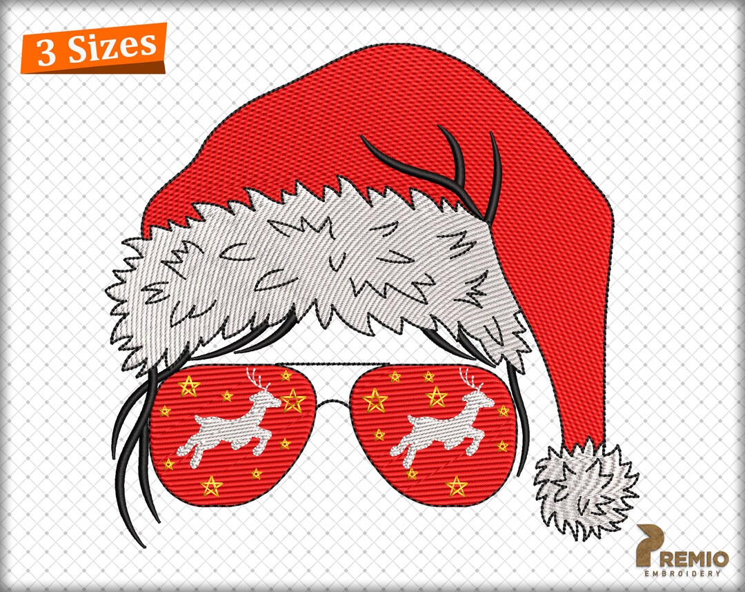 Christmas Messy Bun Embroidery Design, Christmas Messy Bun Machine ...