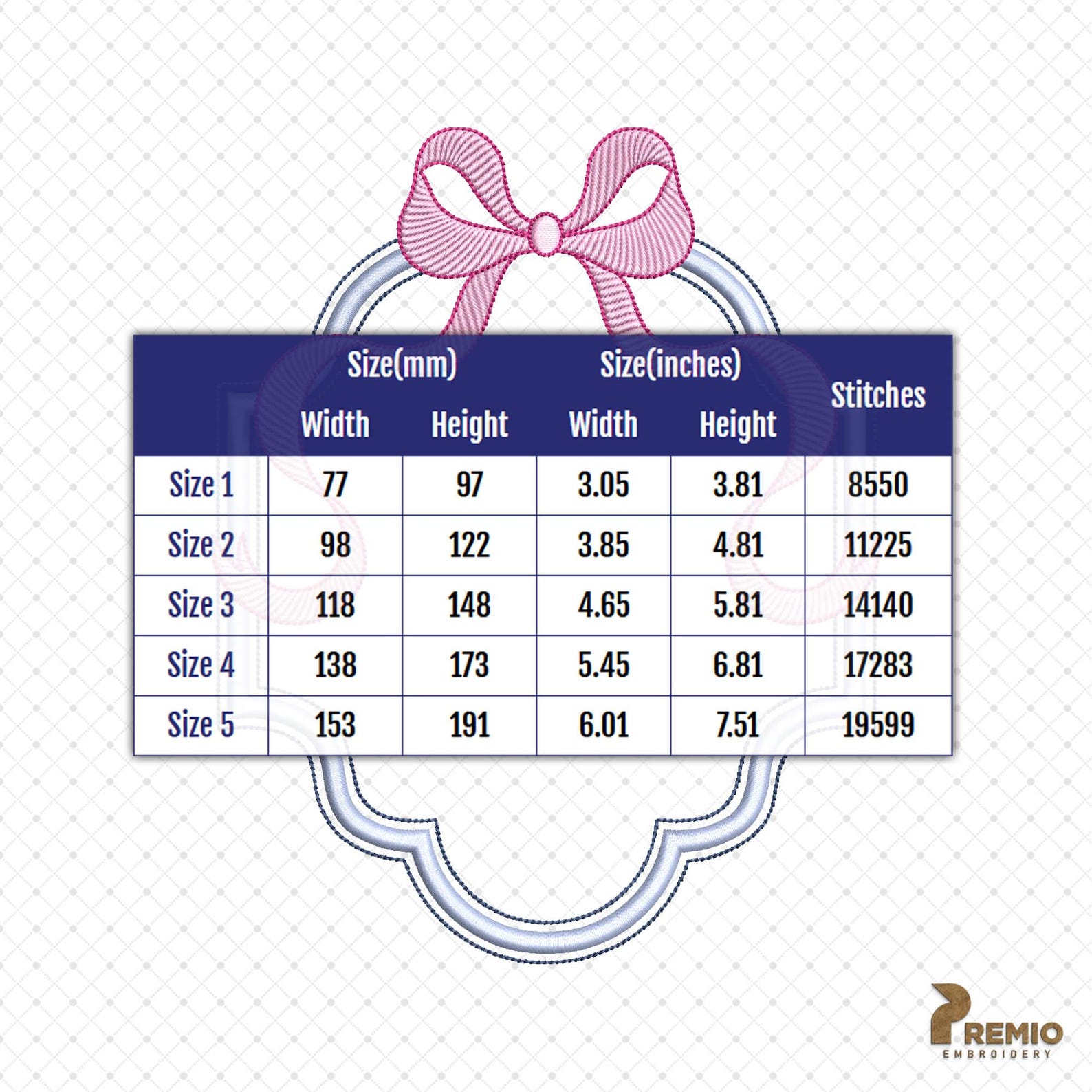 Bow Monogram Frame Embroidery Design, Monogram Bow Machine Embroidery ...