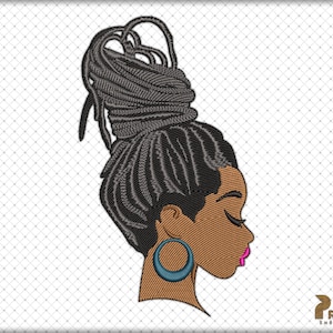 Afro Women Embroidery Design, Black Woman Melanin Embroidery Design ...