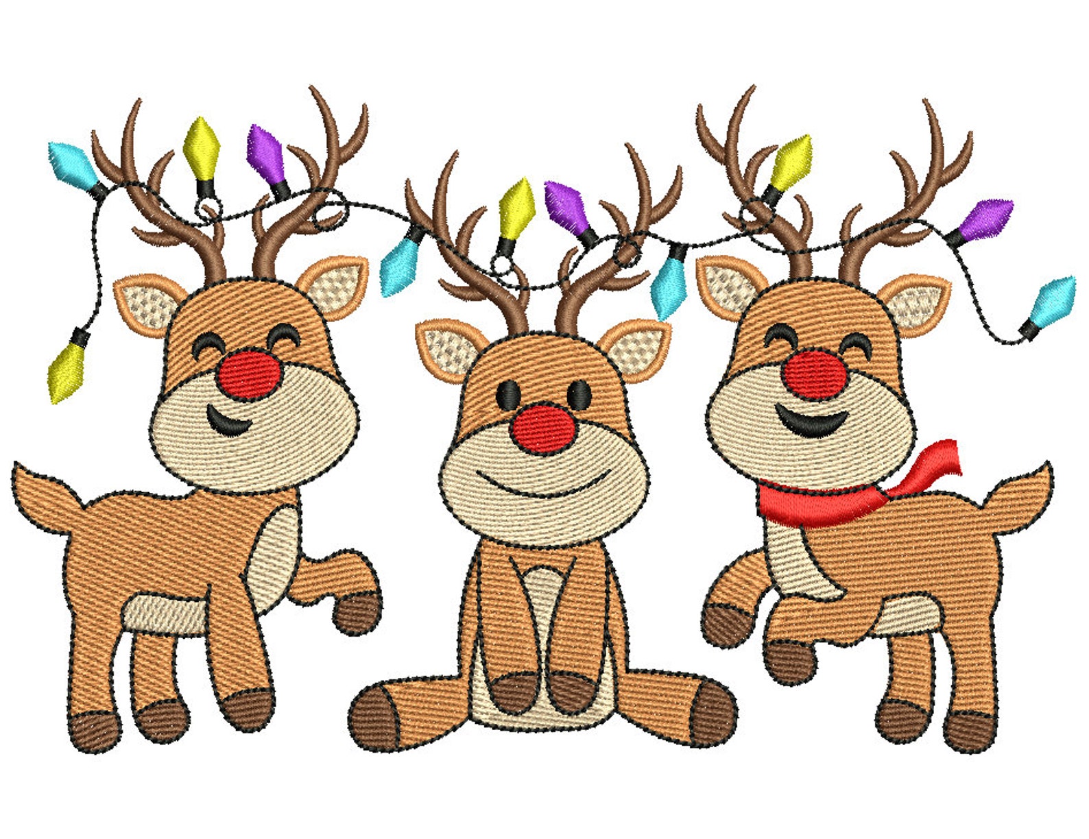 Christmas Reindeers Embroidery Design Reindeer Machine - Etsy