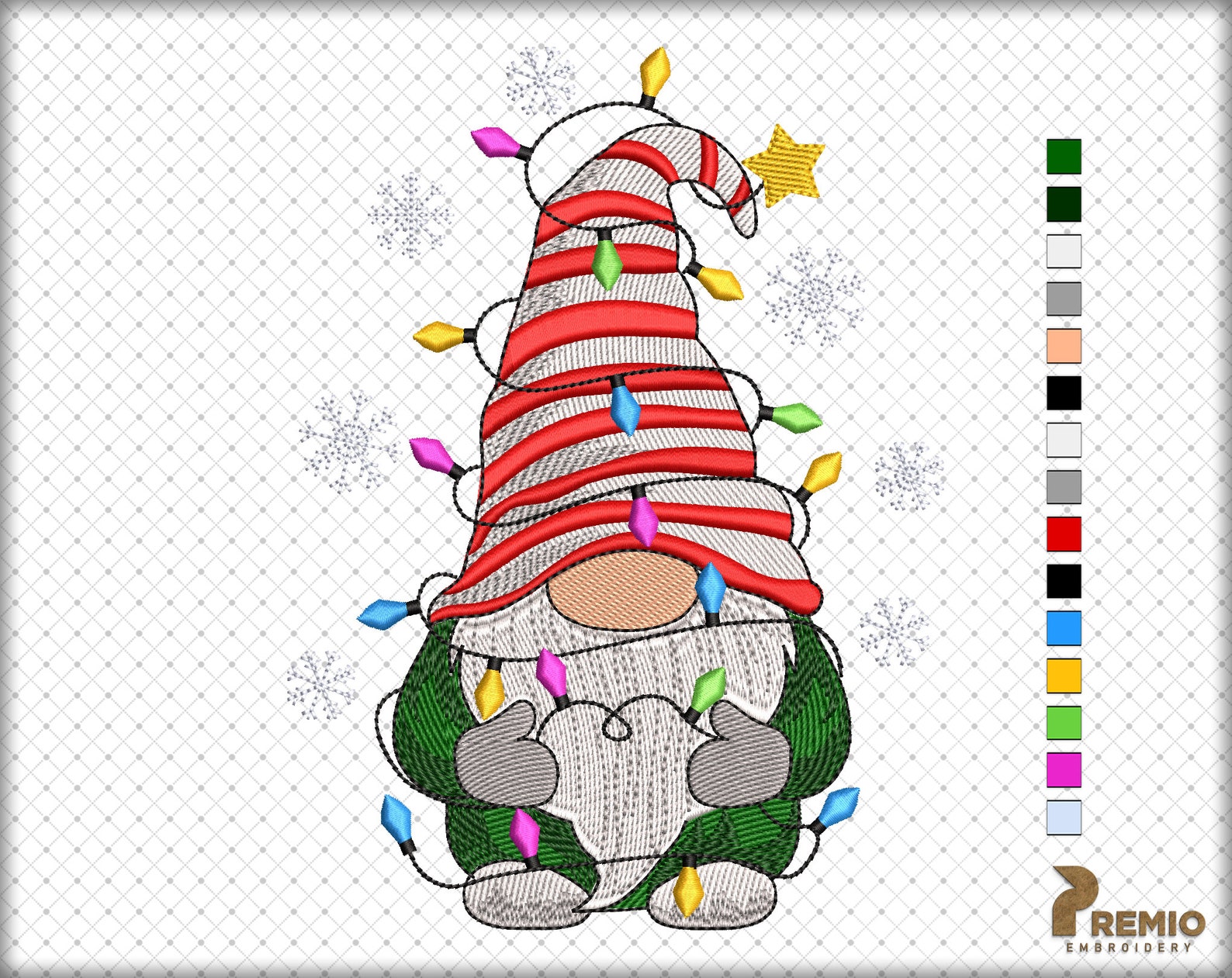 Christmas Gnome Embroidery Design Christmas Light Gnome - Etsy
