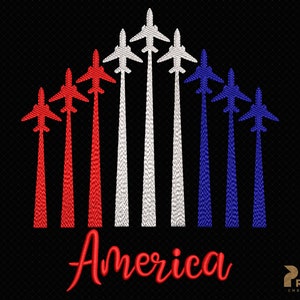 American Flag Machine Embroidery Design, USA Flag Air Force Flyover Red ...