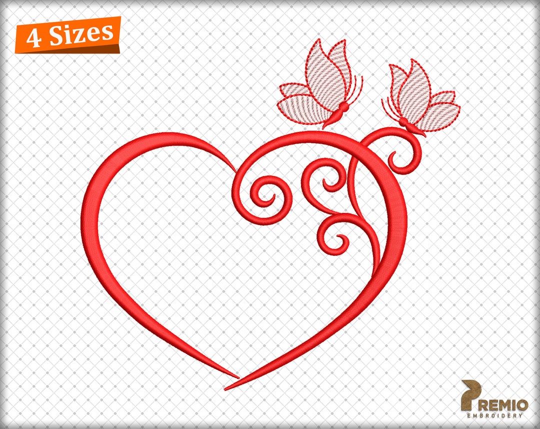 Heart Embroidery Design File, Machine Embroidery Heart Design ...