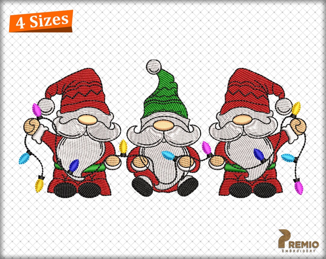 Christmas Gnomes Embroidery Designs, Christmas Embroidery Files, Gnome ...